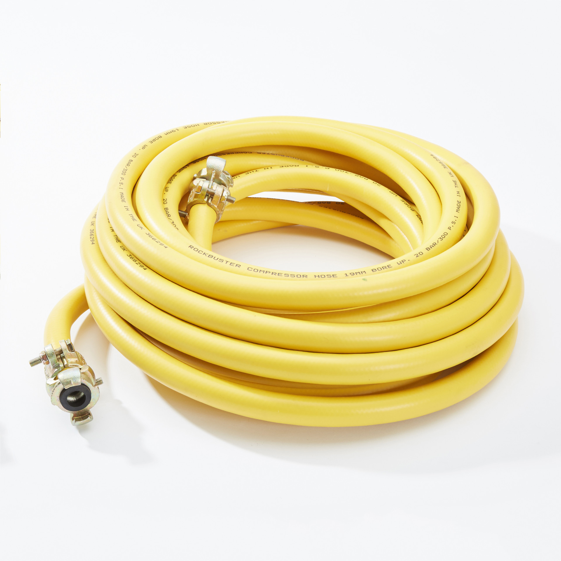 Compressor Hose Yellow 15mtr c/w ¼” BSP swivel nuts | Fixings Store