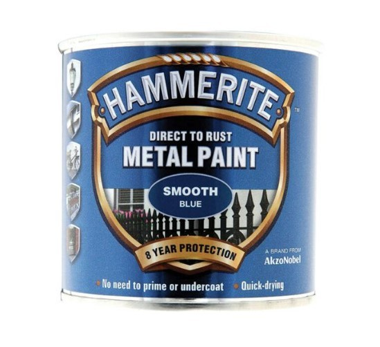 Hammerite HMMSFB250 Direct to Rust Smooth Finish Metal Paint Blue 250ml ...